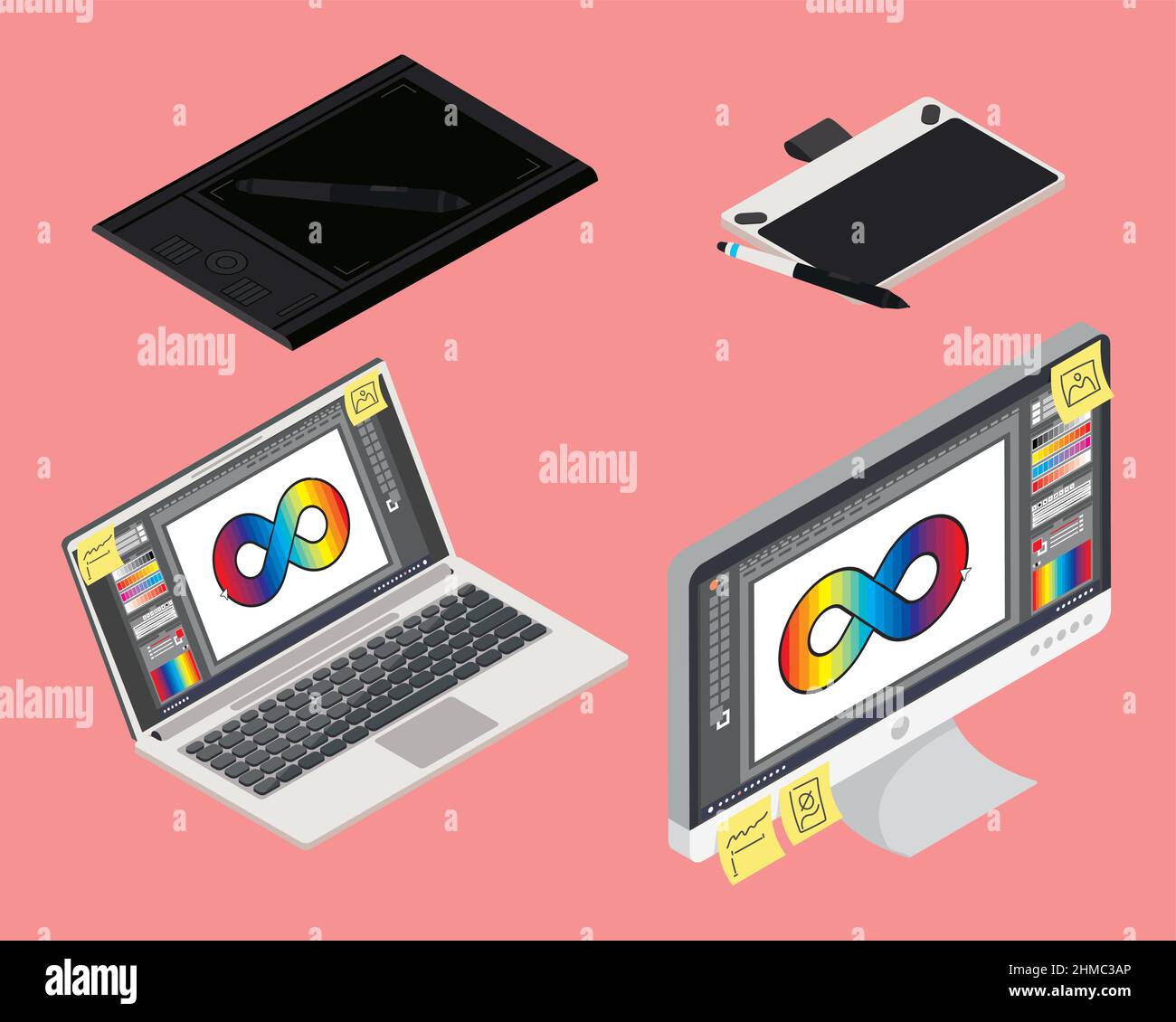 four graphic designer set icons Stock Vector Image & Art - Alamy