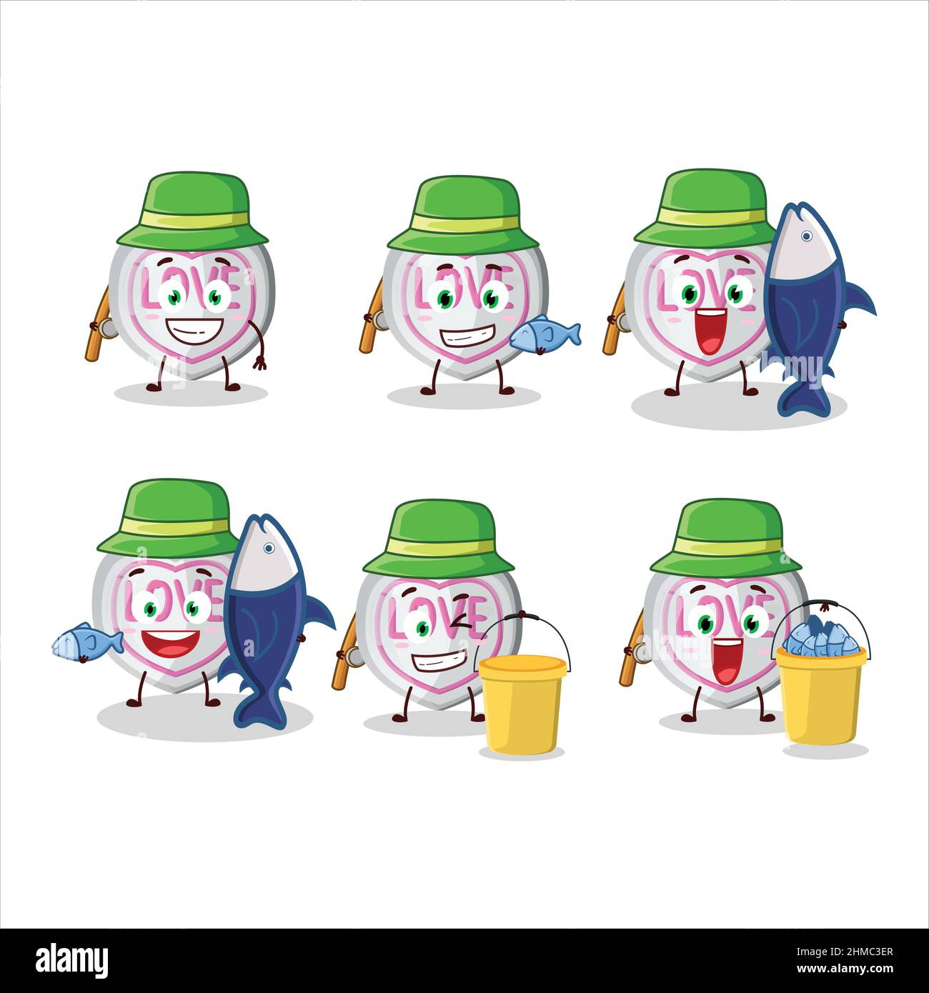 A fisherman white love candy cartoon picture catch a big fish. Vector ...