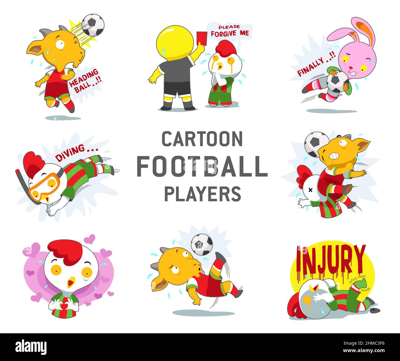 The funny Cartoon Football Players character vector is set to be ...