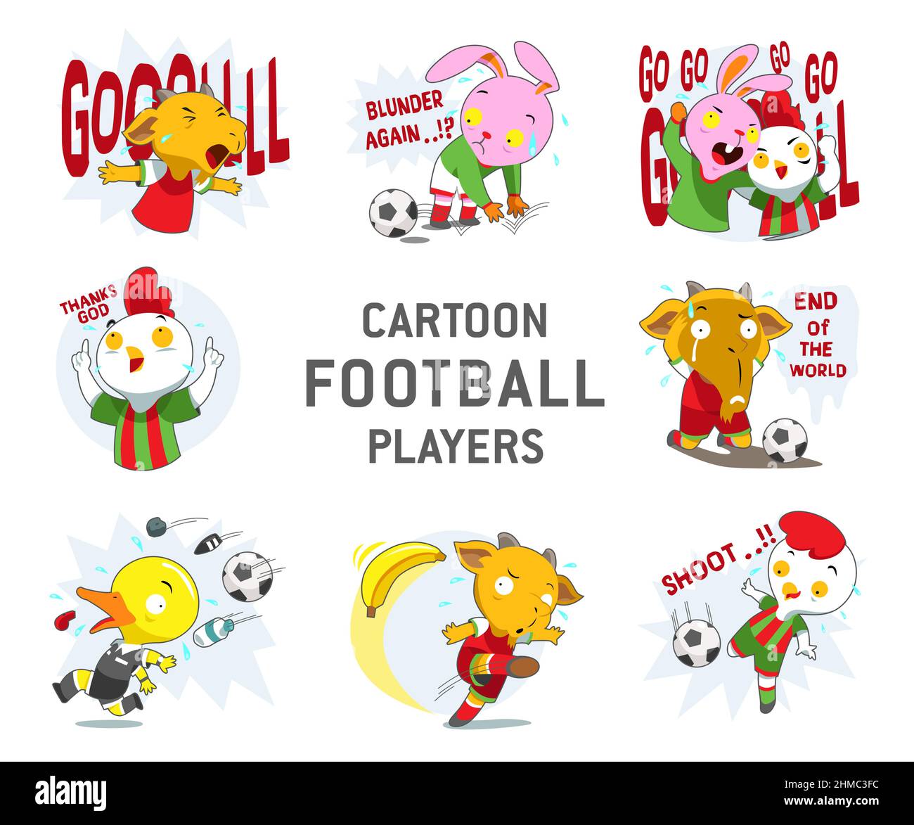 The funny Cartoon Football Players character vector is set to be ...