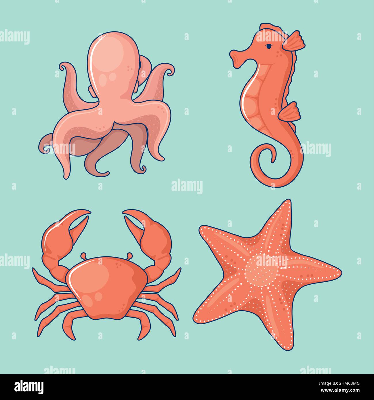 four sealife animals nautical icons Stock Vector Image & Art - Alamy