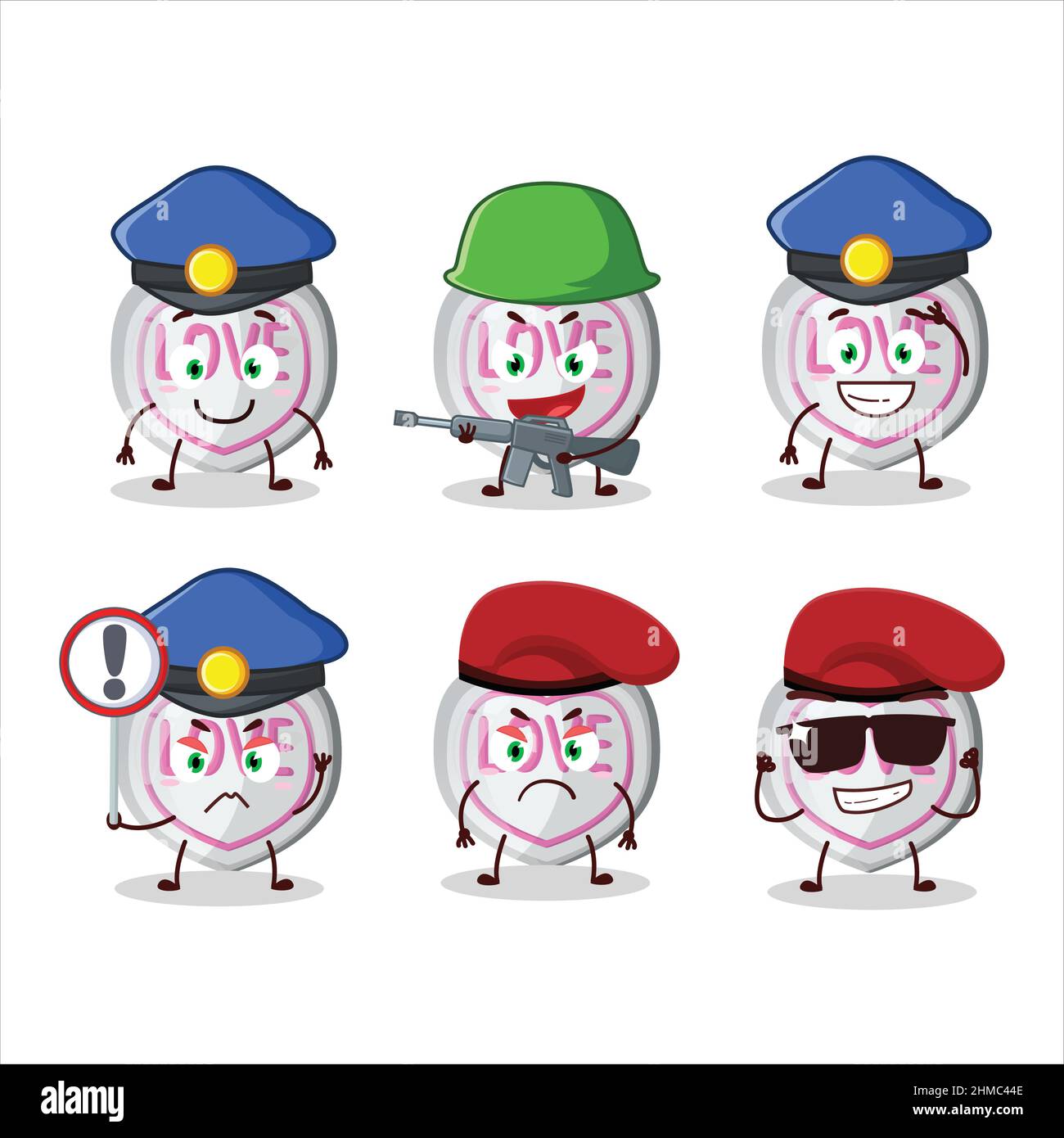 A dedicated Police officer of white love candy mascot design style ...