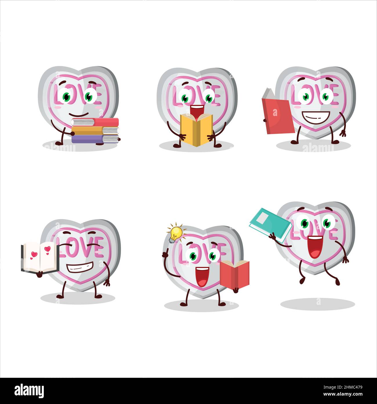 A picture of white love candy cartoon character concept reading an ...