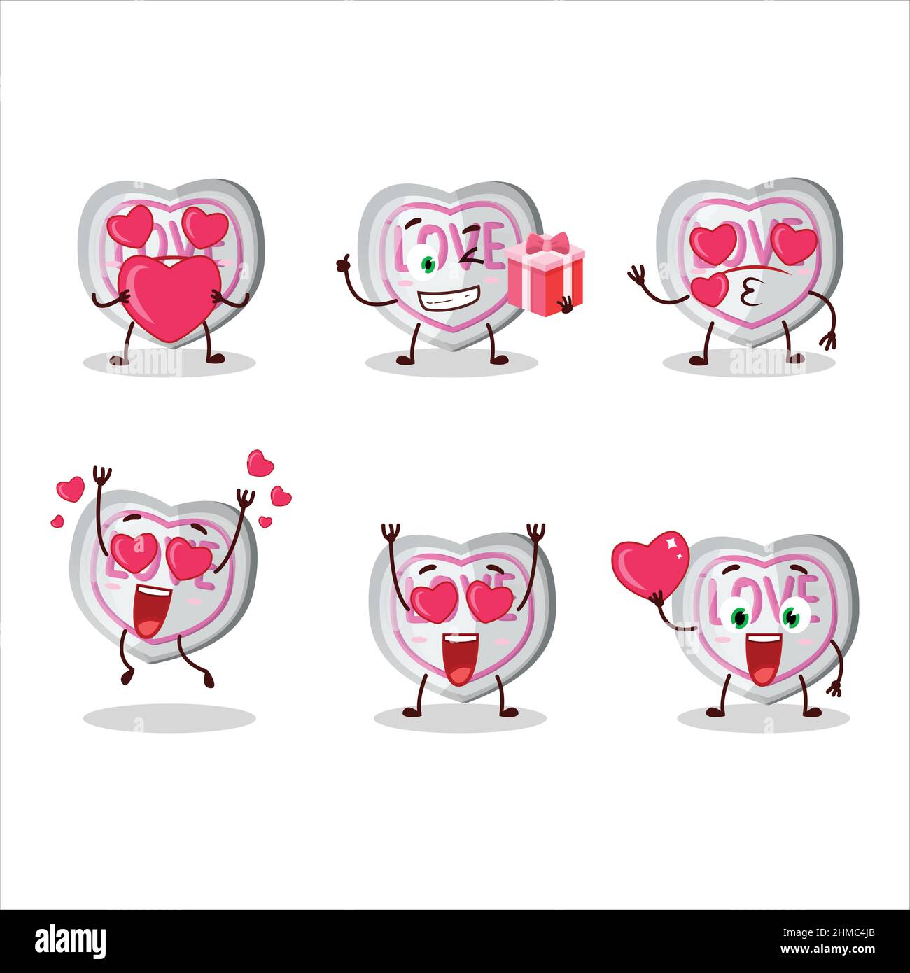 White love candy cartoon character with love cute emoticon. Vector ...