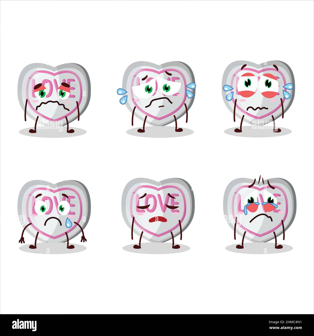 White love candy cartoon character with sad expression. Vector ...