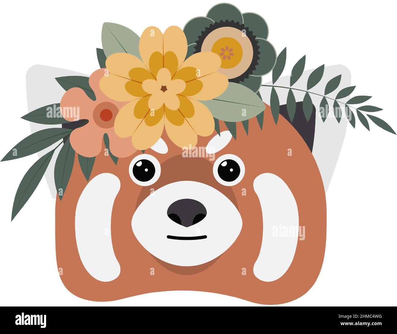 Red panda with flower crown. Red panda character, flower crown stickers ...