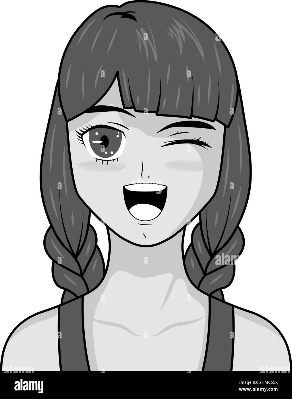 winking manga girl face icon Stock Vector Image & Art - Alamy