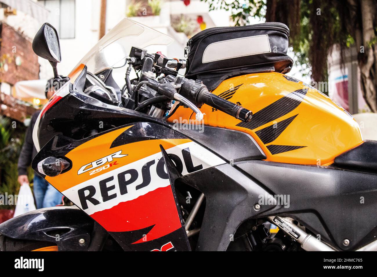 Tel Aviv, Israel - February 05, 2022 Motorcycle parked in the streets ...