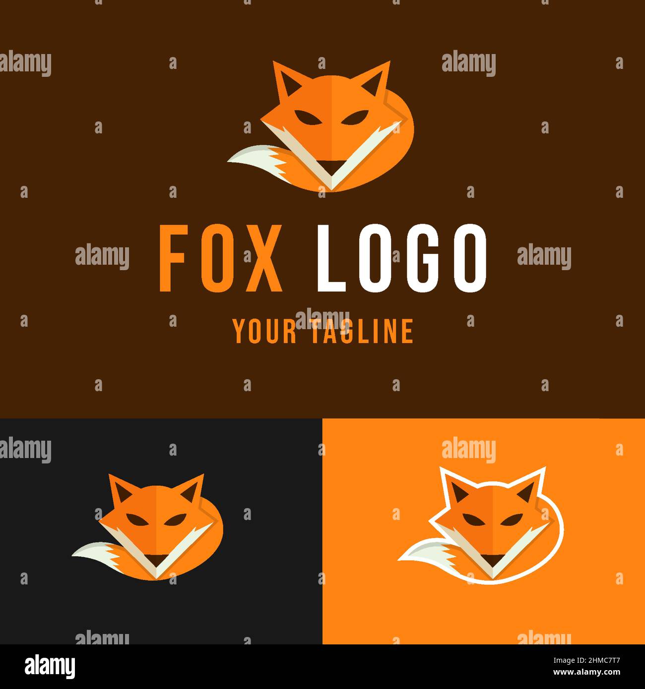 Flat fox logo hi-res stock photography and images - Alamy