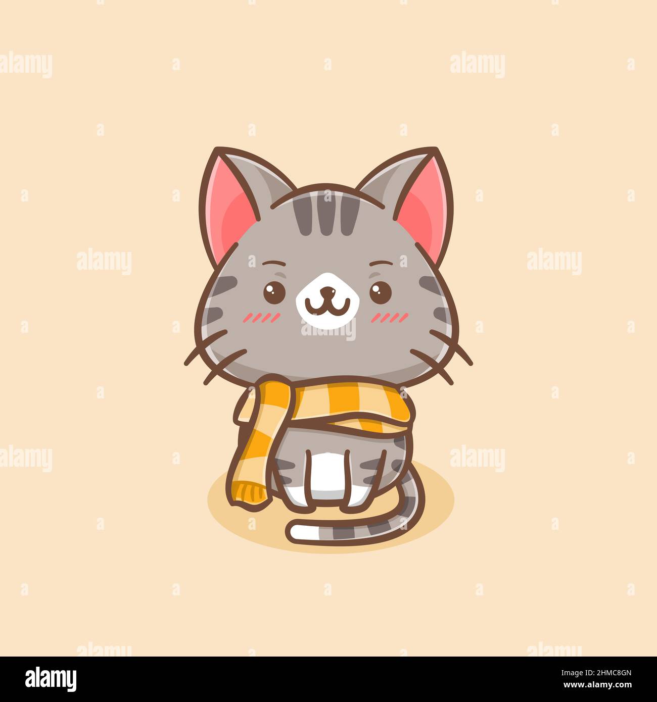 Cute cat wearing scarf cartoon character Stock Vector Image & Art - Alamy