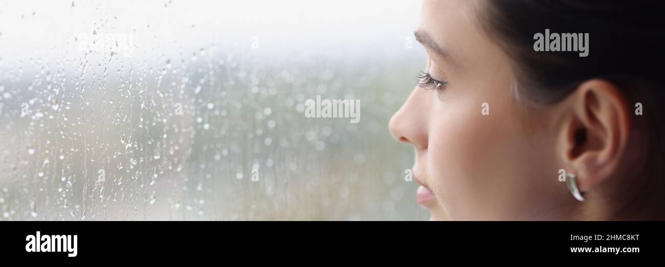 Rain window woman face hi-res stock photography and images - Alamy
