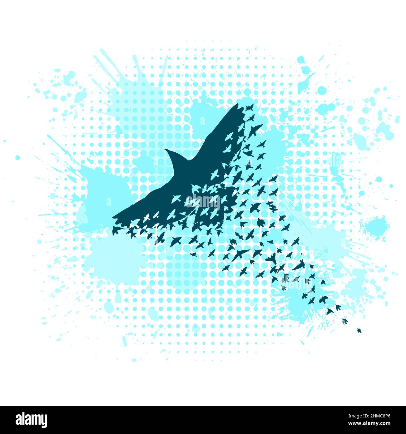 A flock of blue birds. Abstract mosaic flying bird. Vector illustration ...