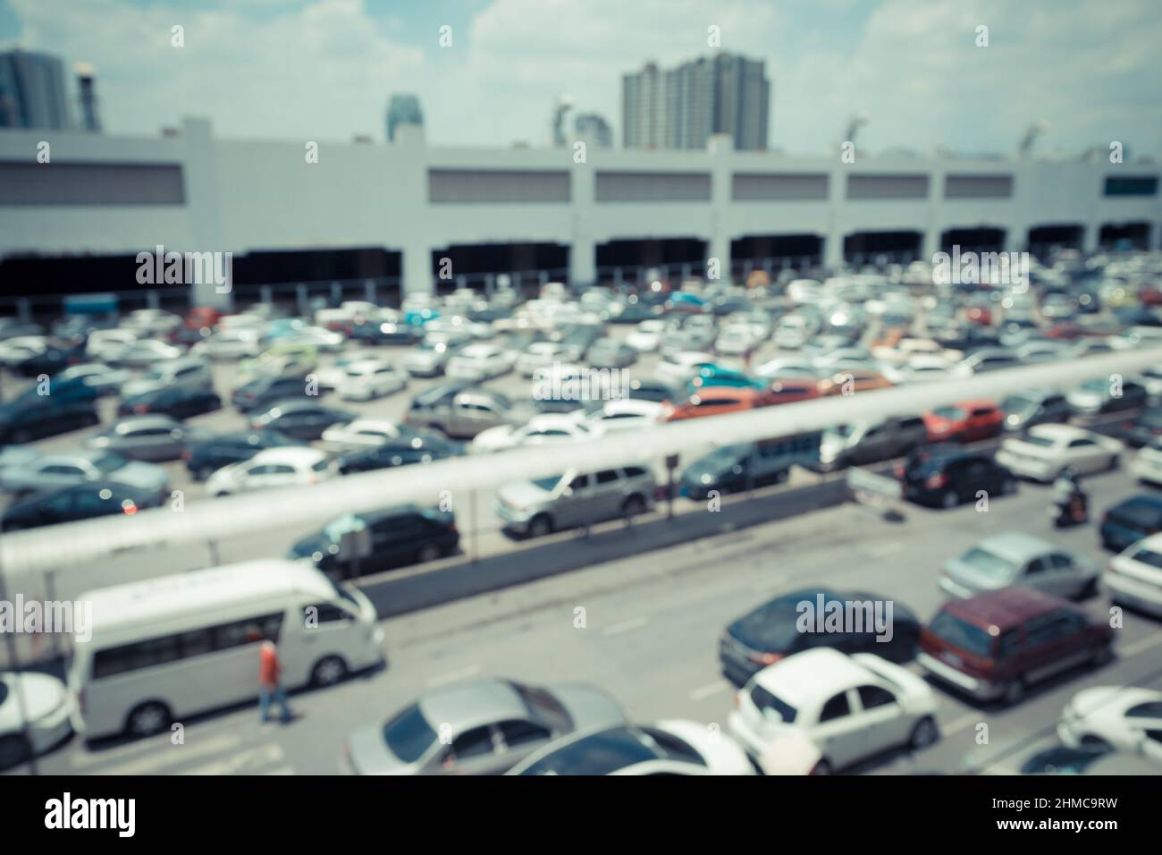 Vintage blur of car at public car parking background Stock Photo - Alamy