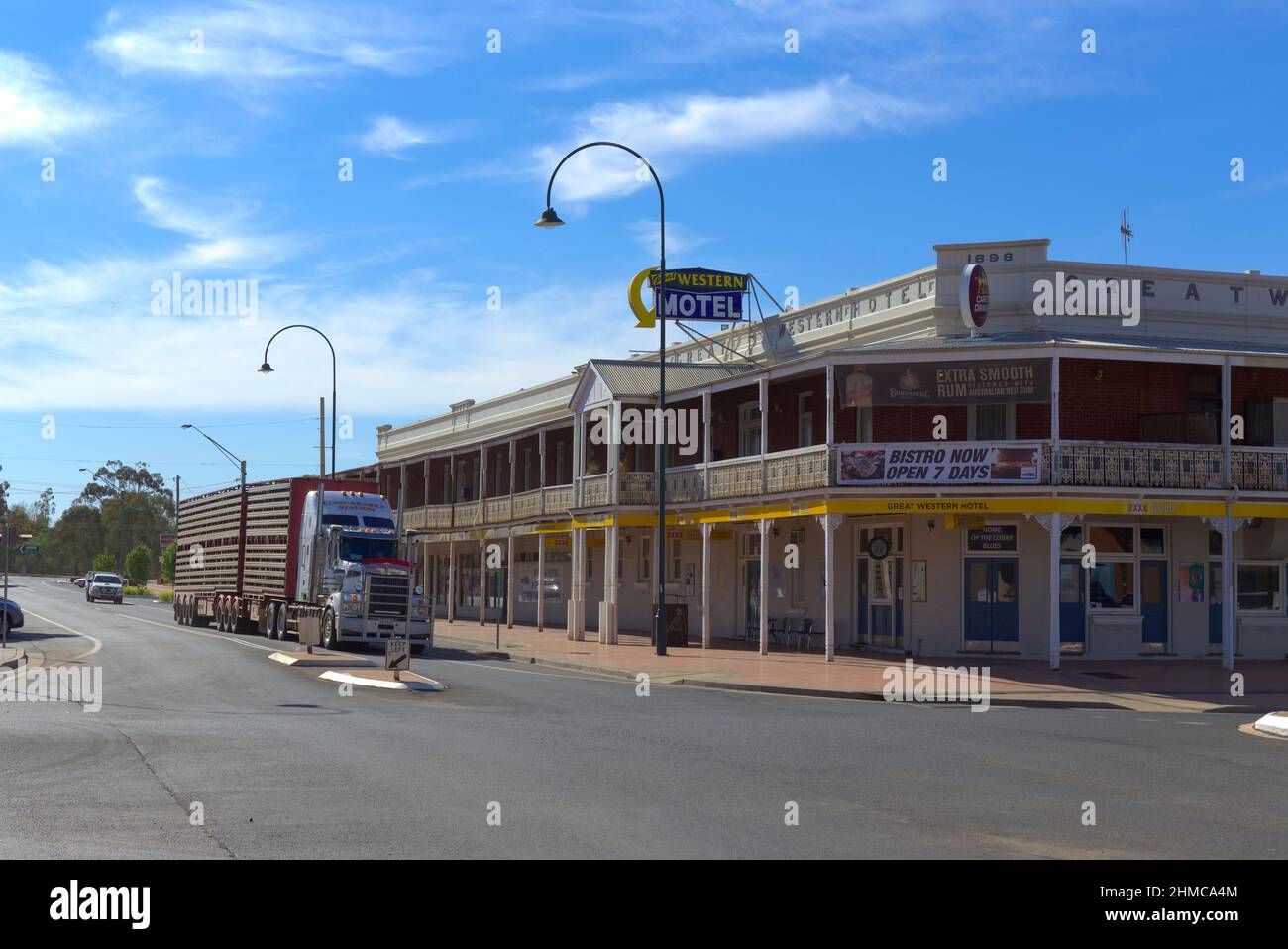Livestock roadtrain passing through Cobar New South Wales Australia ...