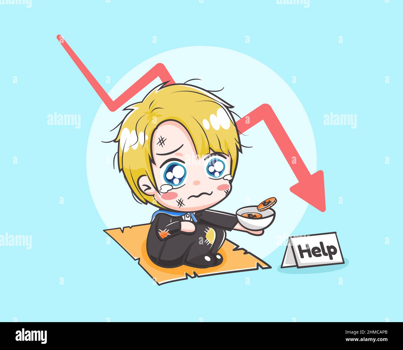 Cute bankruptcy businessman cartoon illustration Stock Vector Image ...