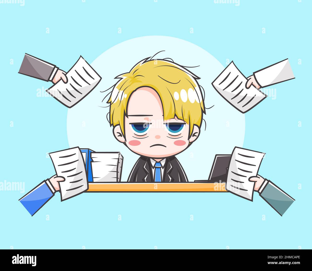 Cute bored businessman cartoon illustration Stock Vector Image & Art ...