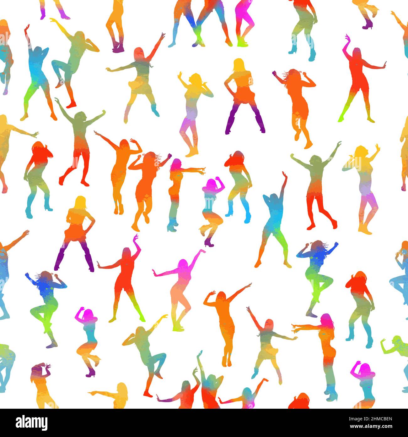 Seamless background multi-colored dancing people. Vector illustration ...