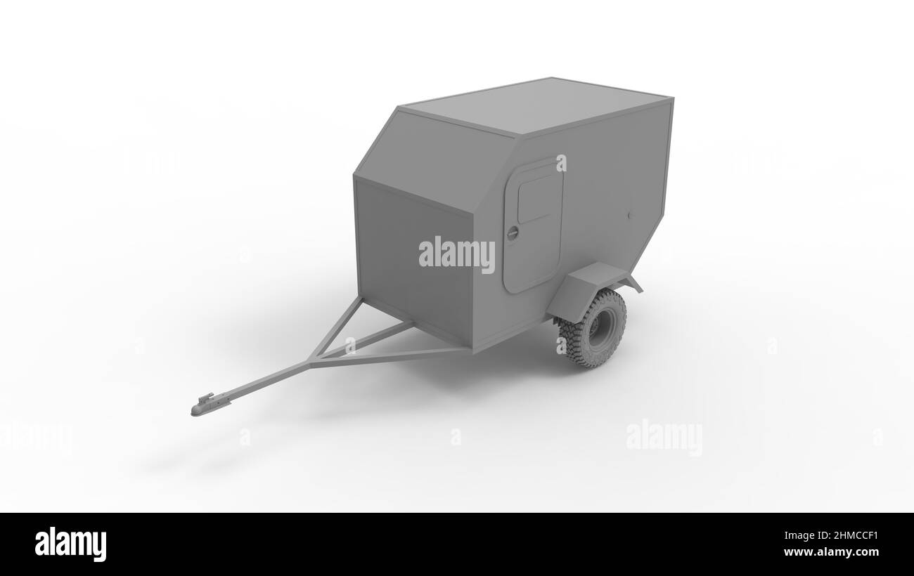 3D rendering a small offroad trailer for a car auto isolated in empty ...