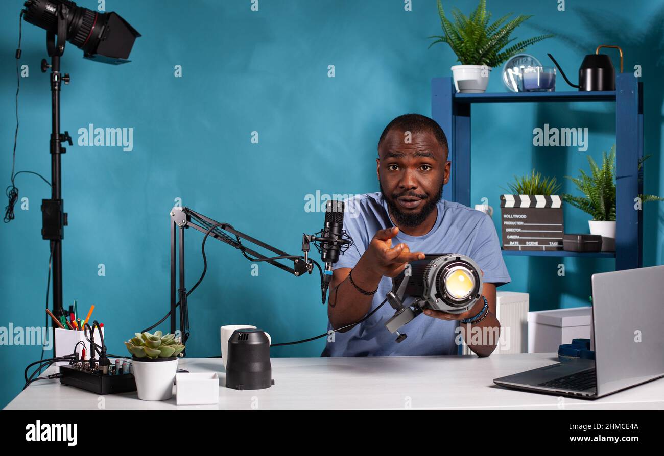 Digital technology social media channel reviewer presenting the ...