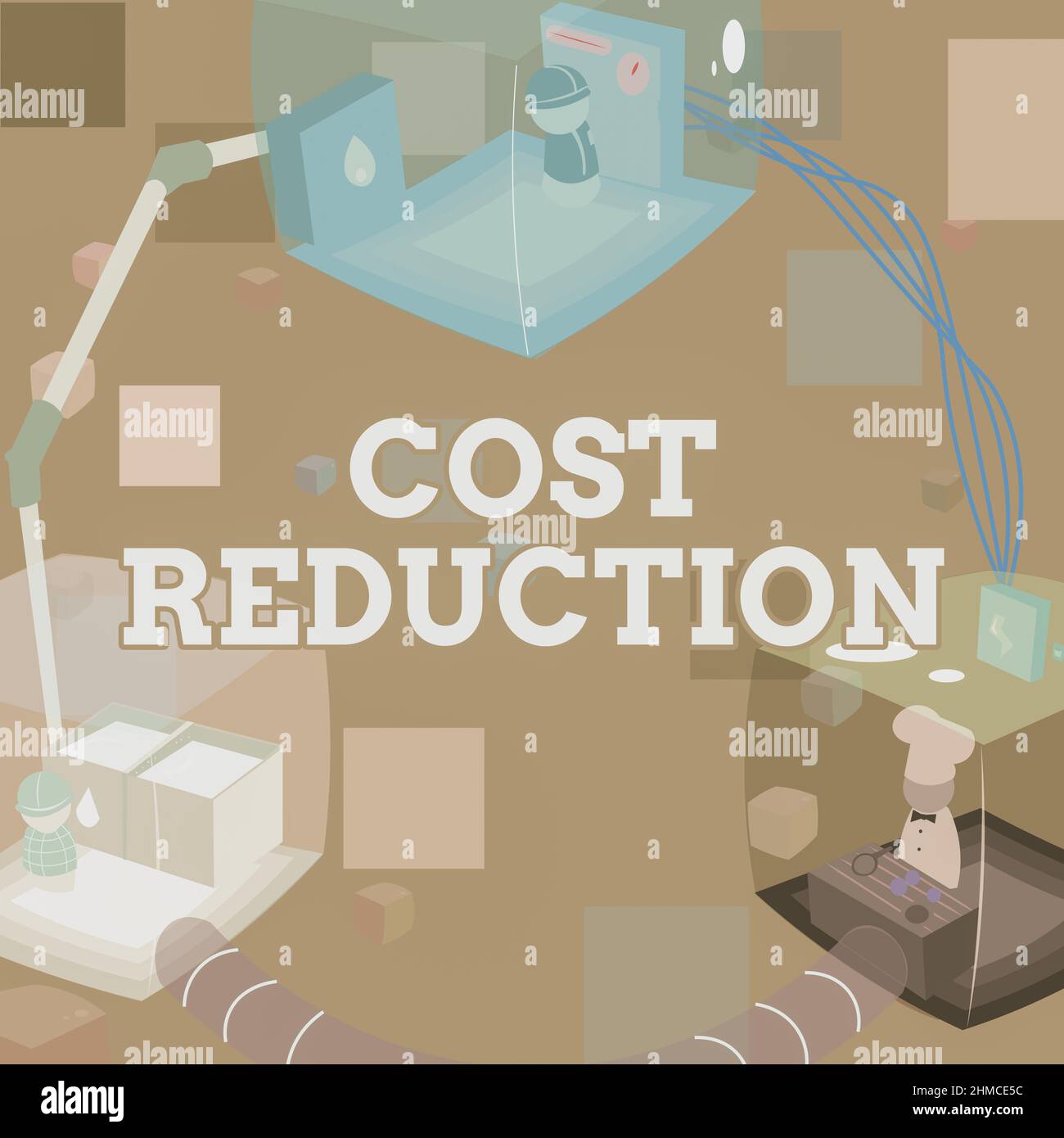 Text showing inspiration Cost Reduction. Business approach process of ...