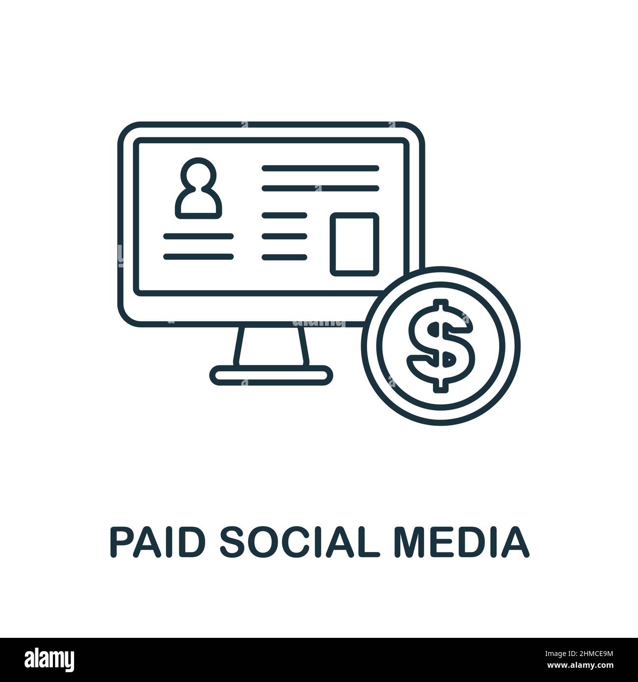 Paid Social Media icon. Line element from social media marketing ...