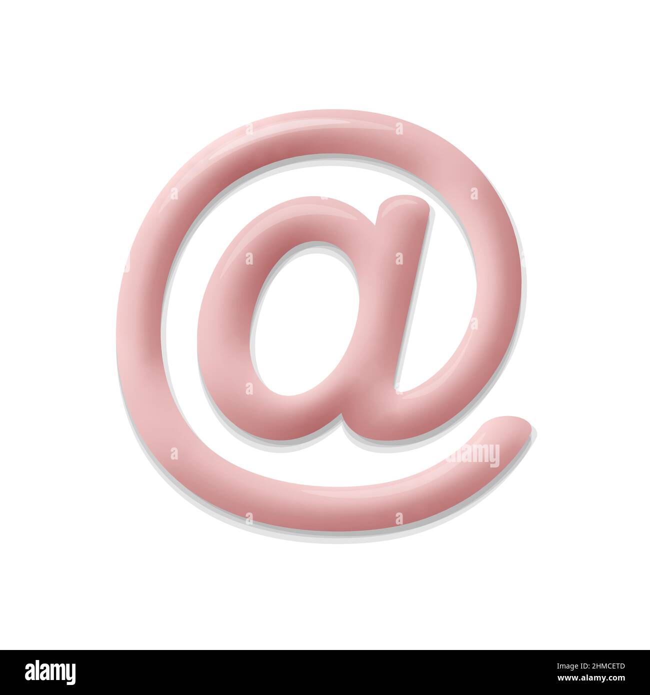 At sign social media notification. 3D pink glowing account name symbol ...