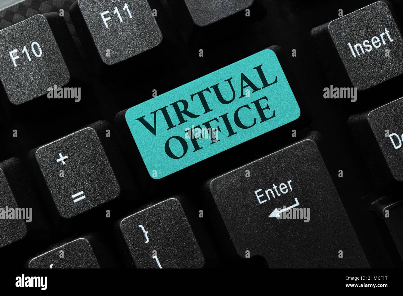Sign displaying Virtual Office. Business overview part of flexible ...
