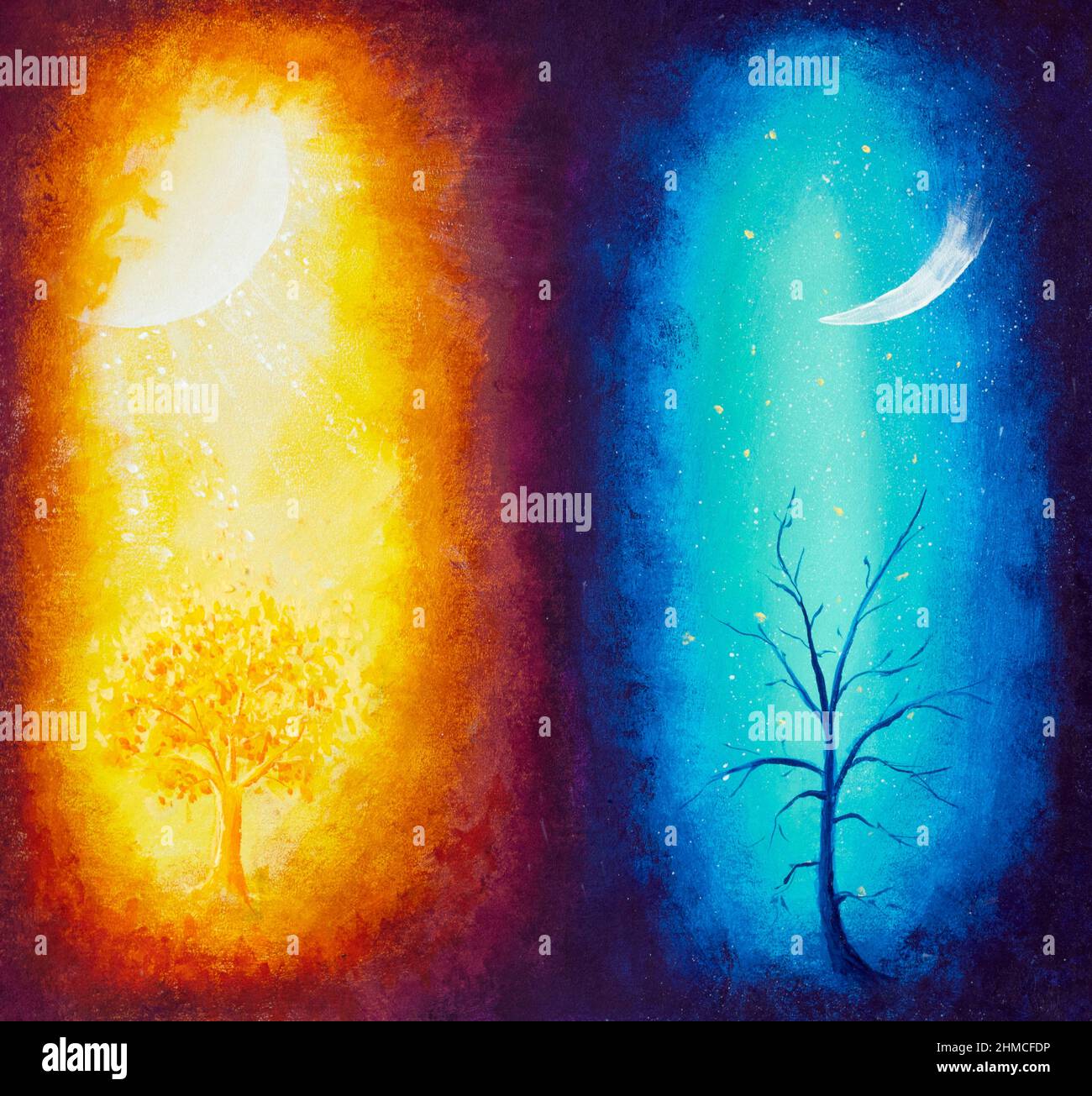 Life and death concept art Acrylic painting harmony illustration The ...