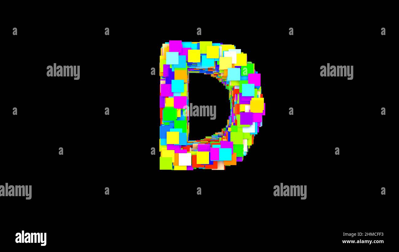 Letter D. 3D Bright colored uppercase large letter of the alphabet D on ...