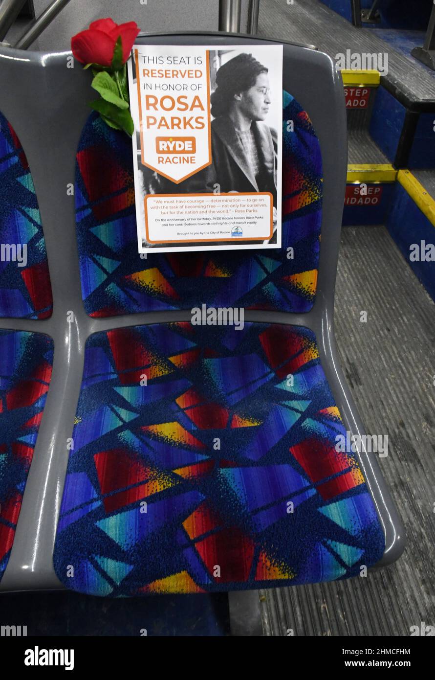 Racine, Wisconsin, USA. 3rd Feb, 2022. José Lopez places placards and ...