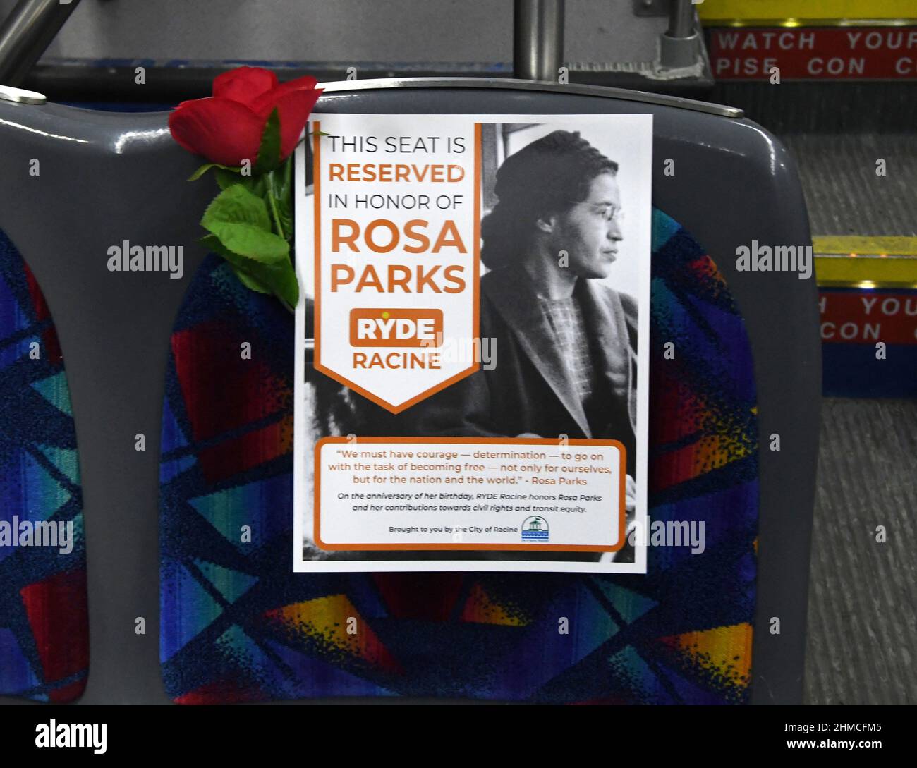 Racine, Wisconsin, USA. 3rd Feb, 2022. José Lopez places placards and ...