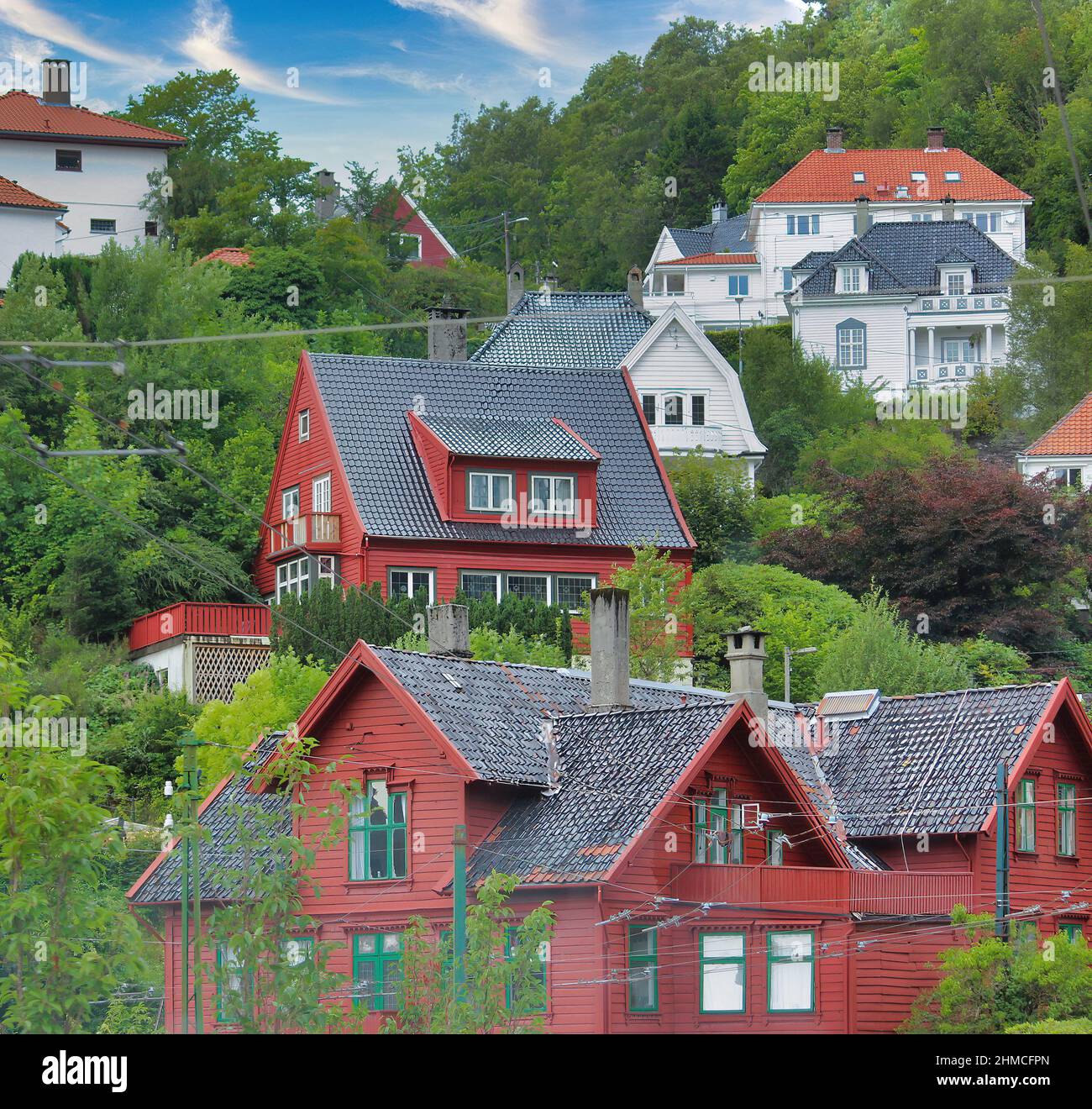 The beautiful and multicolored city of Bergen in Norway, one of the ...