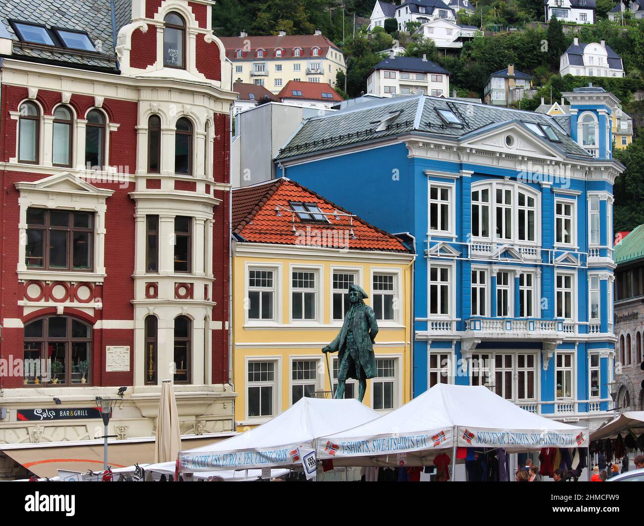 The beautiful and multicolored city of Bergen in Norway, one of the most popular tourist ...