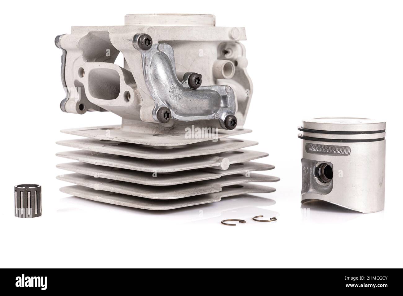 piston group to a chainsaw on a white isolated background Stock Photo ...