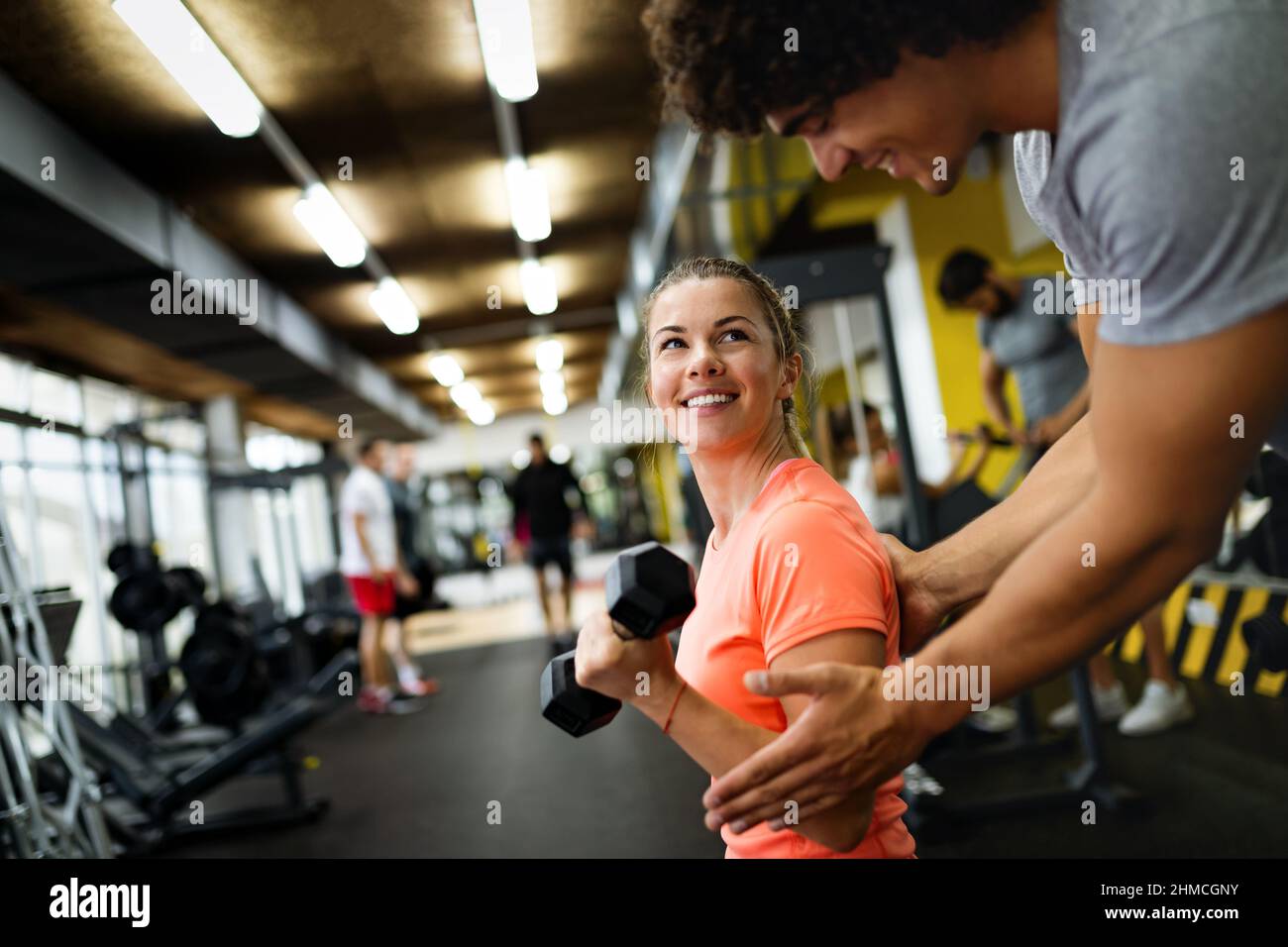 Portrait of happy fit women working out is gym to stay healthy. Sport ...