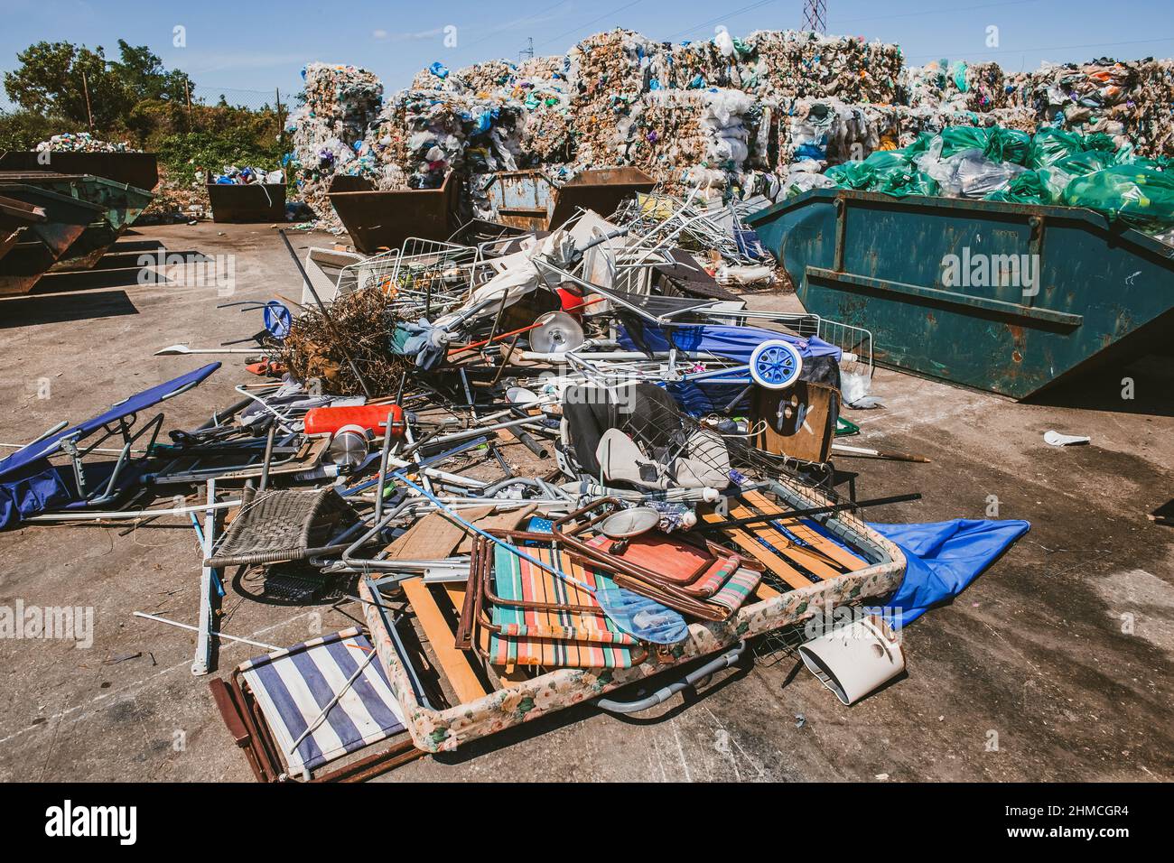 Big pile of garbage waste, stack of different types of garbage at city ...