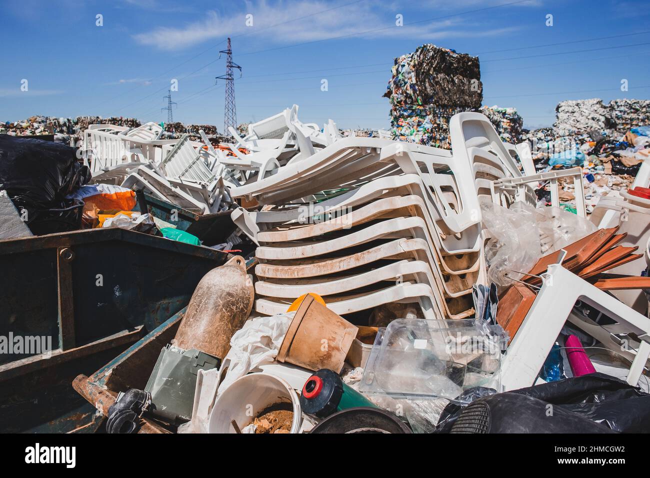 Big pile of garbage waste, stack of different types of garbage at city ...
