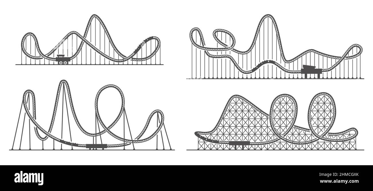 Simple Roller Coaster Drawing Drawing Cute Amusement Park Roller