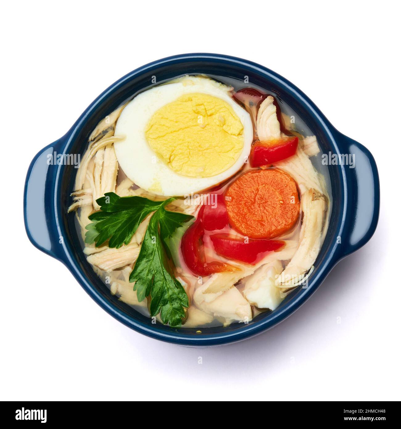 Delicious chicken aspic in ceramic bowl isolated on white background ...