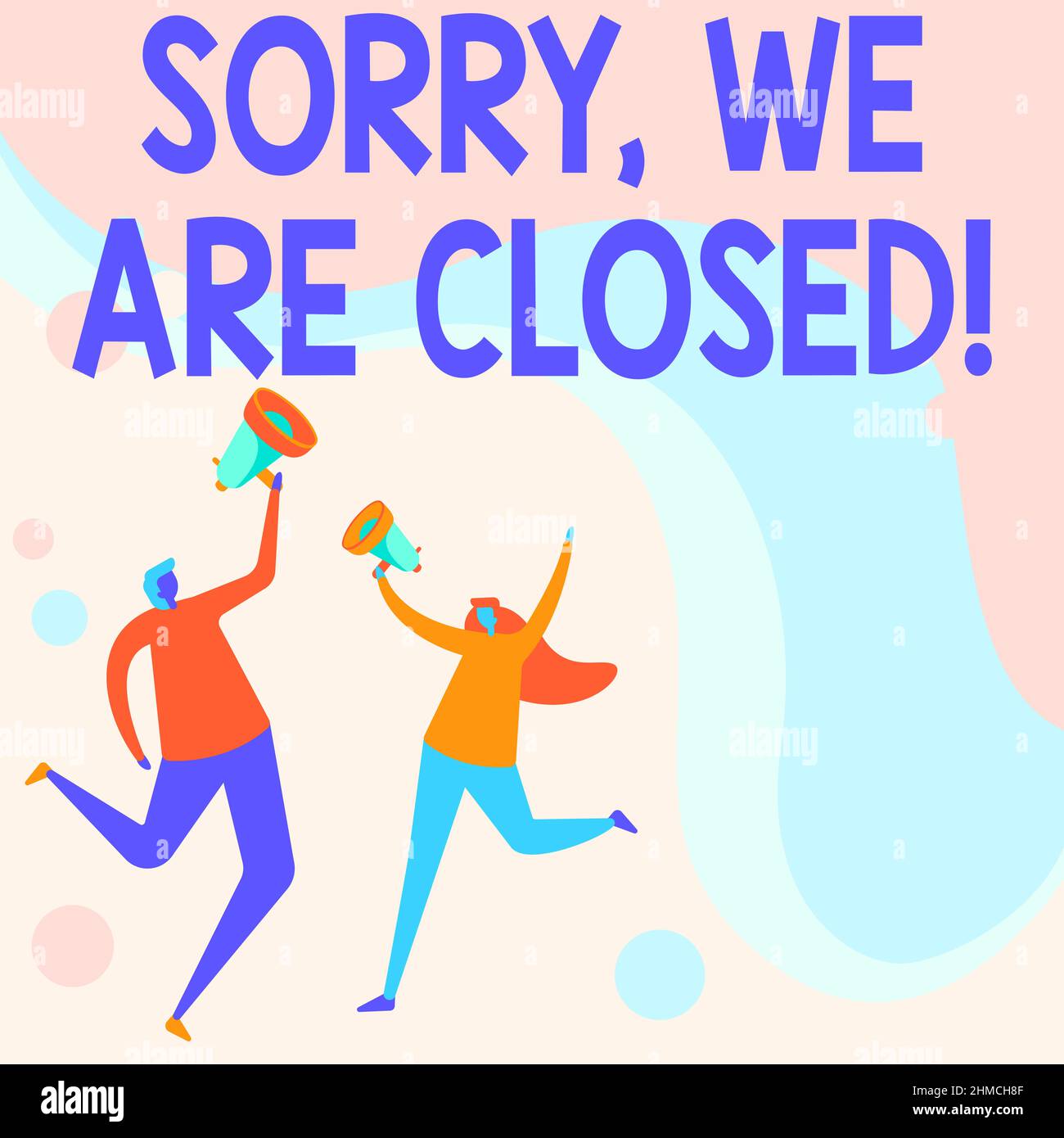 Text sign showing Sorry, We Are Closed. Word Written on apologize for ...