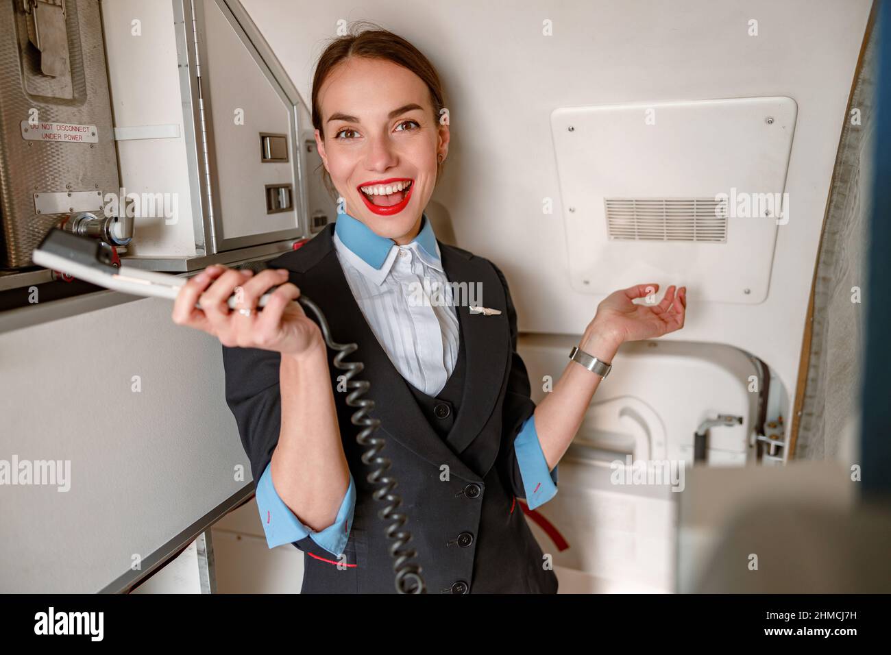 Happy flight attendant hi-res stock photography and images - Alamy