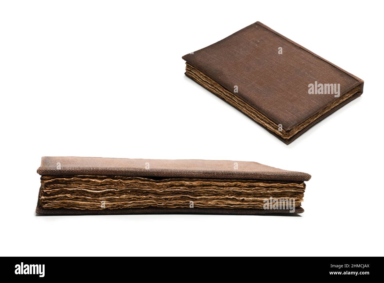 An old brown book isolated on a white background Stock Photo - Alamy