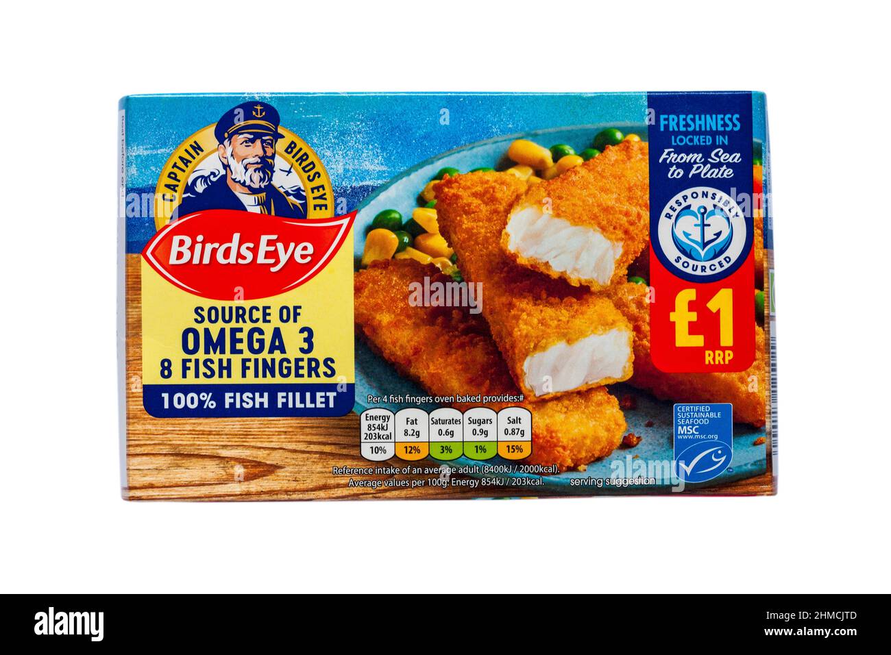 Packet of Birds Eye source of omega 3 8 Fish Fingers - 100% fish fillet ...