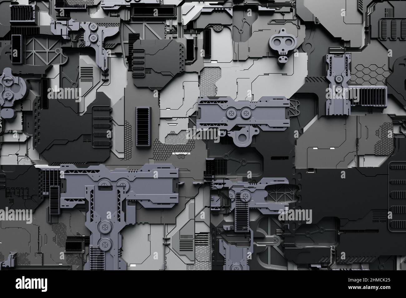 3D illustration Abstract geometric tech pattern. Grunge textured ...