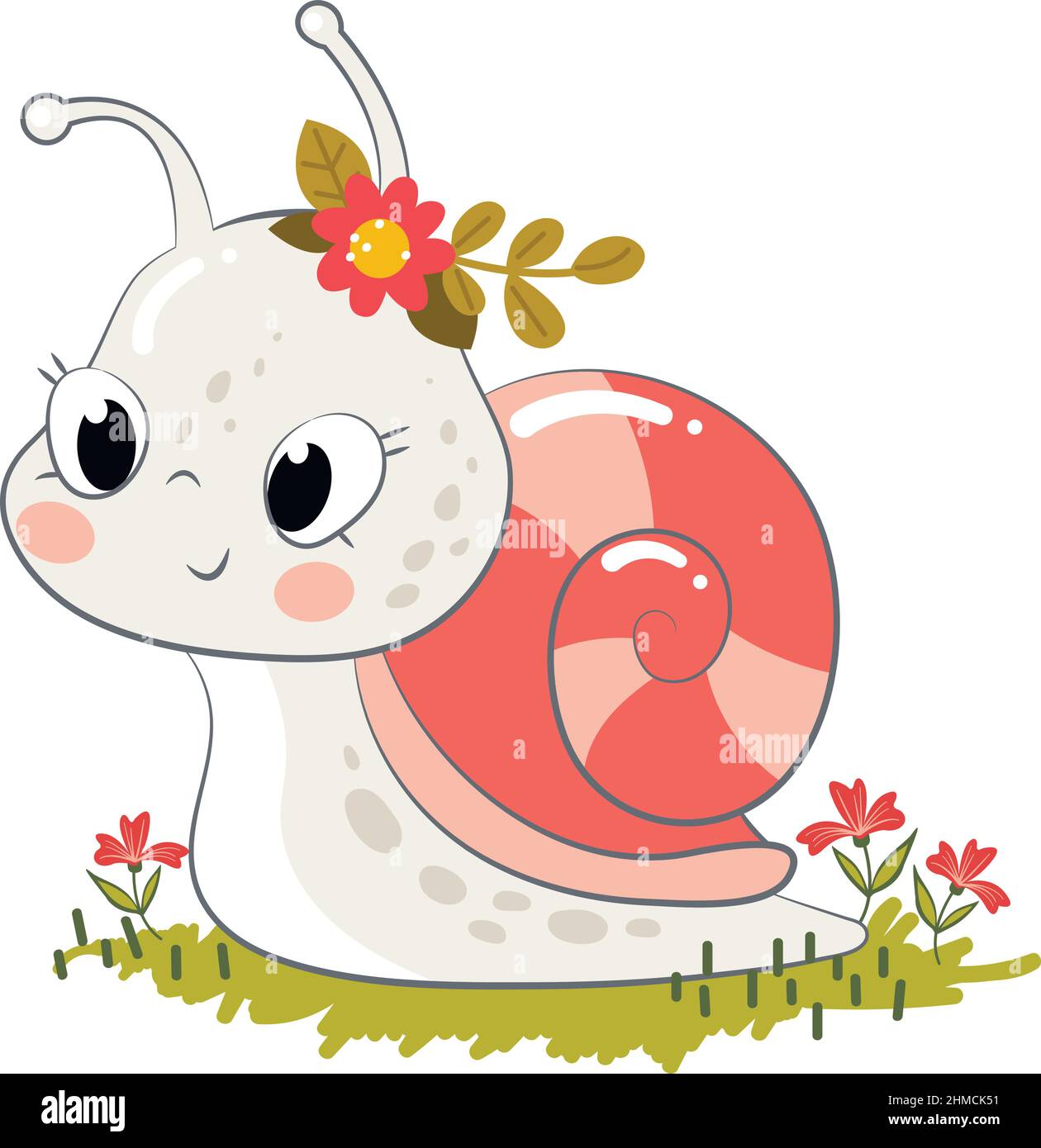 Cute snail. Cartoon character. Vector illustration Stock Vector Image ...