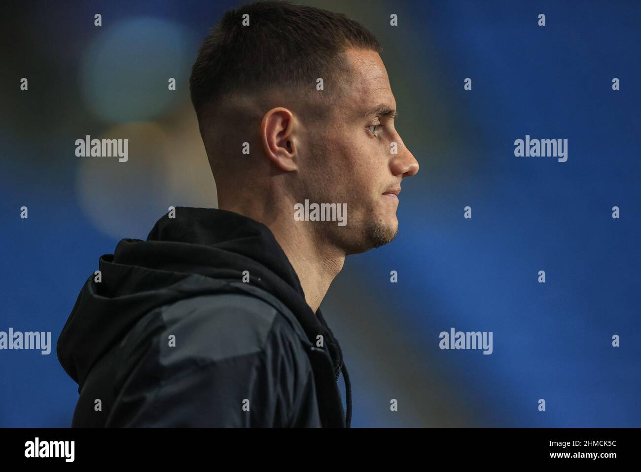 Jerry Yates #9 of Blackpool arrives at Coventry Building Society Arena ...