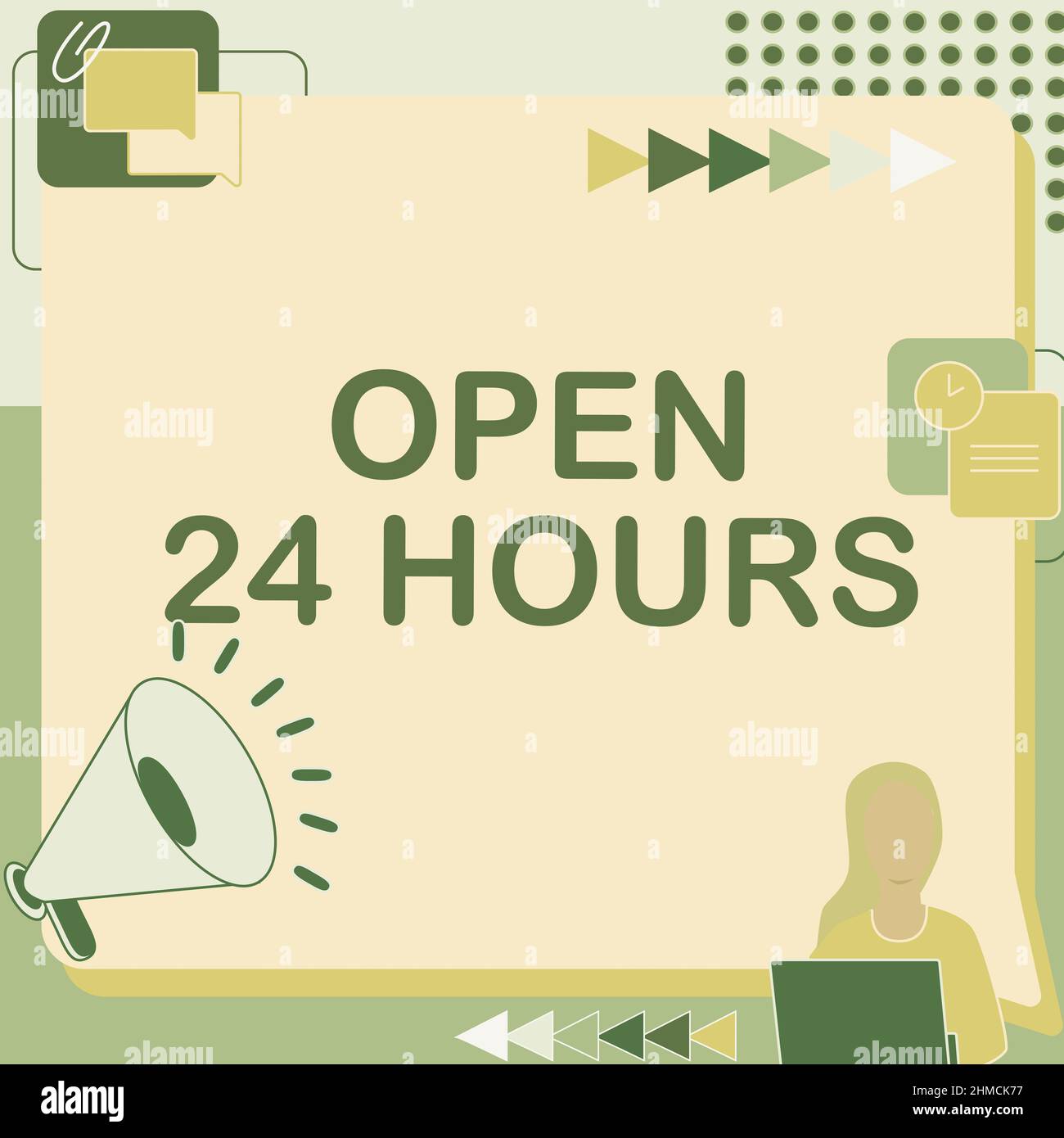 Inspiration showing sign Open 24 Hours. Business concept Working all ...