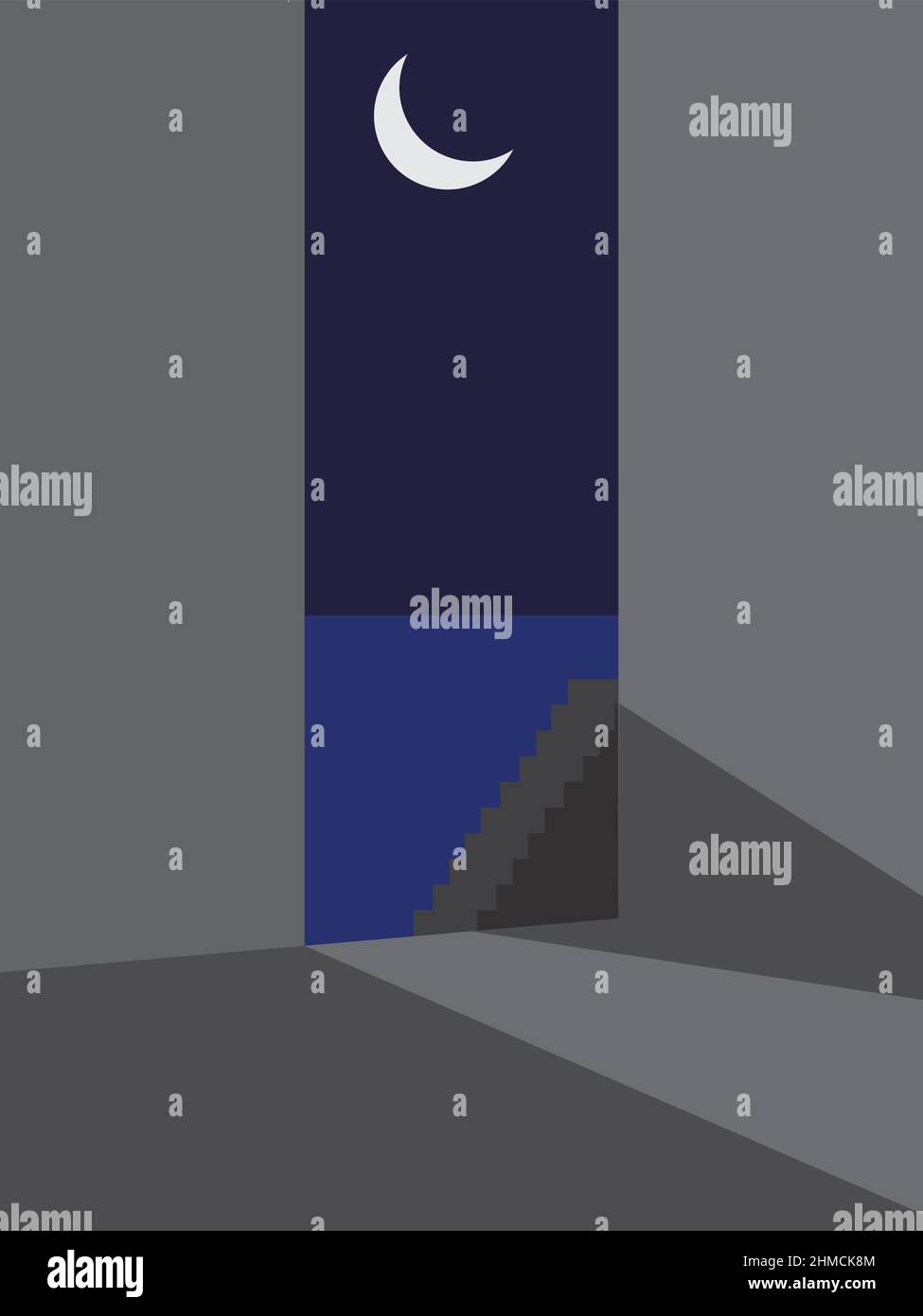 wall with moon night light and shades wallpaper background Stock Vector ...