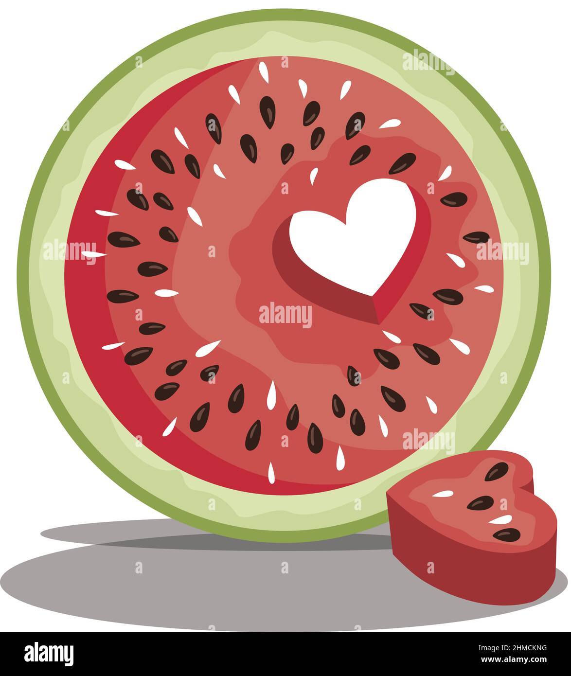 Juicy round slice of a watermelon with a cut out heart Stock Photo - Alamy