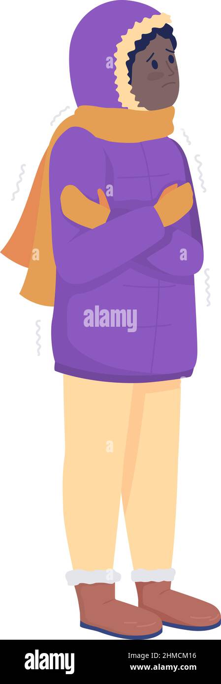 Freezing kid semi flat color vector character Stock Vector Image & Art ...